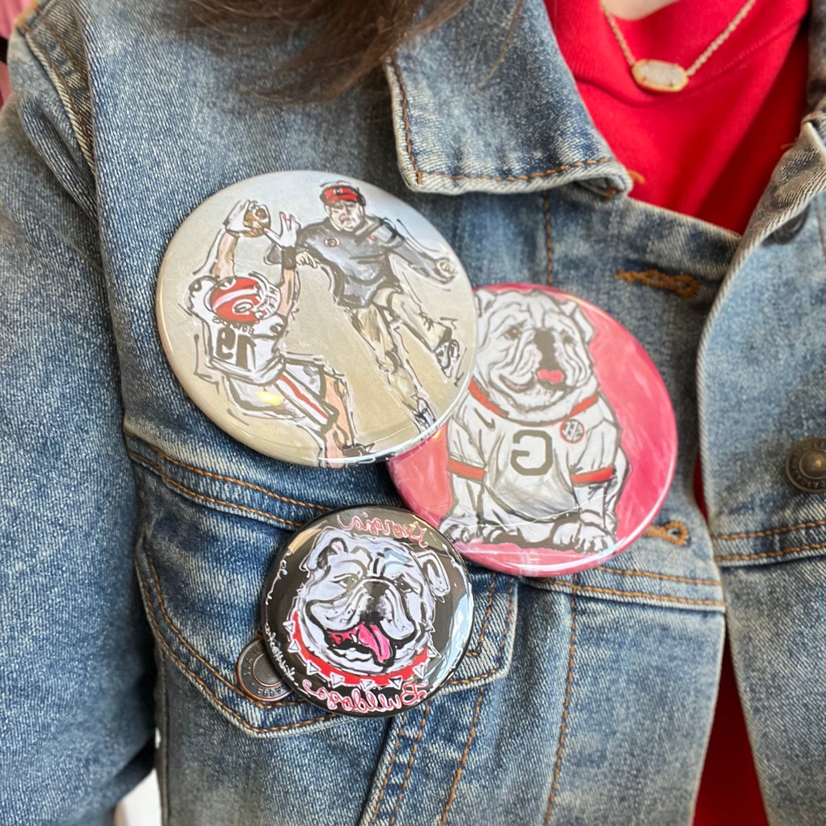 Heidi Hensley Pink Uga Gameday Button – universityspirit.com