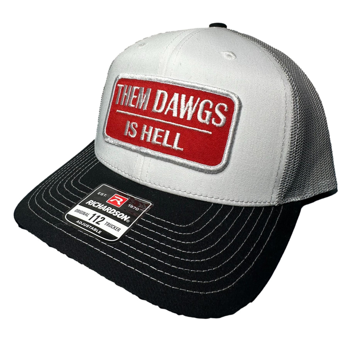 "Them Dawgs Is Hell" White & Black Trucker Hat – Richardson 112 ...