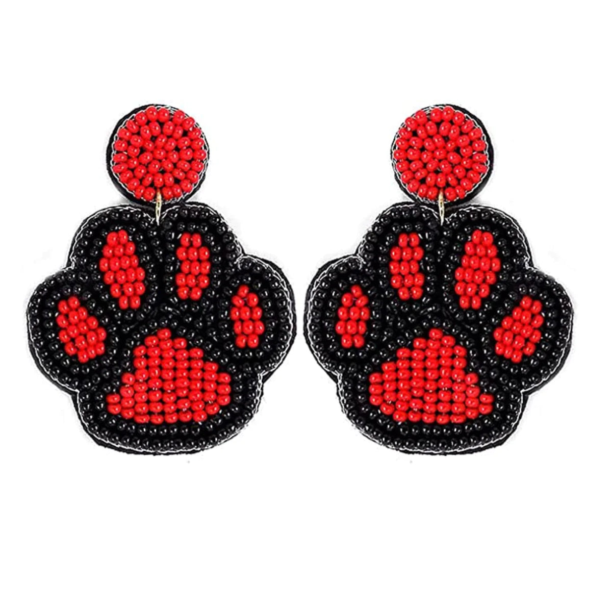 Beaded Paw Print Stud Earrings – universityspirit.com